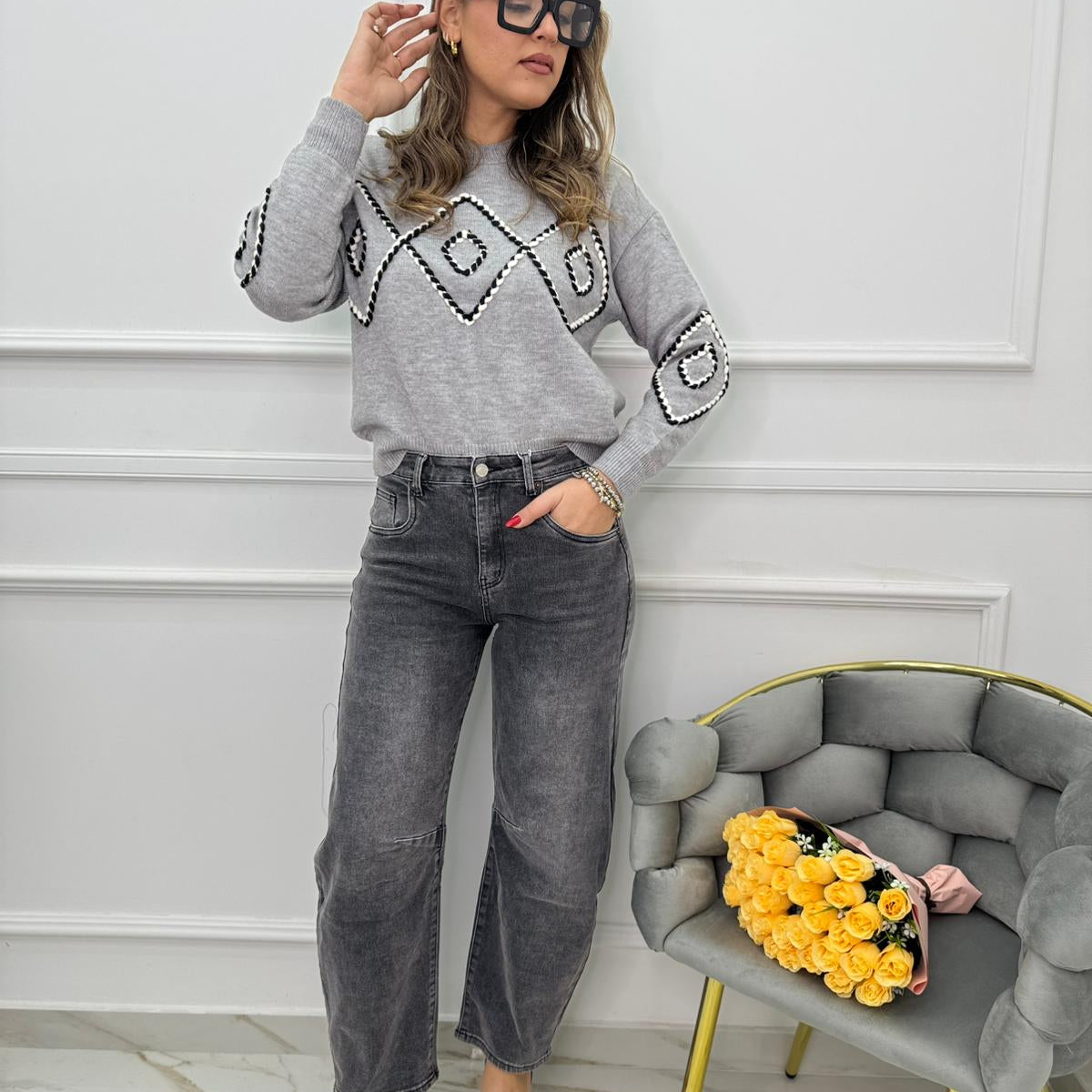 Jeans grigio modello balloon – New Generation Moda