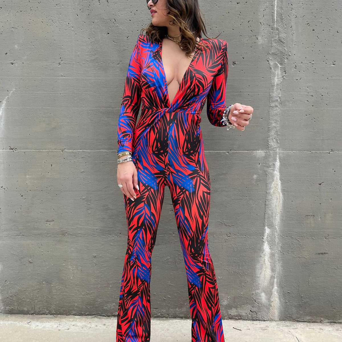 Tuta intera fantasia palme con nodo – New Generation Moda
